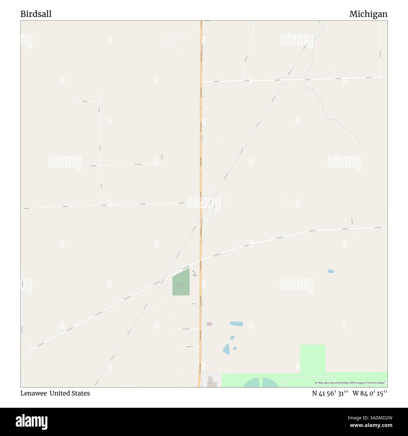 Birdsall, Lenawee, USA, Michigan, N 41 56' 31'', W 84 0' 15''', Karte ...