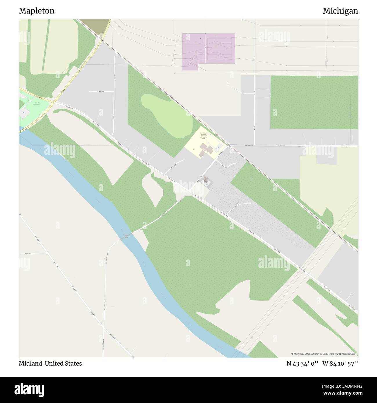 Mapleton, Midland, USA, Michigan, N 43 34' 0'', W 84 10' 57'', Karte ...