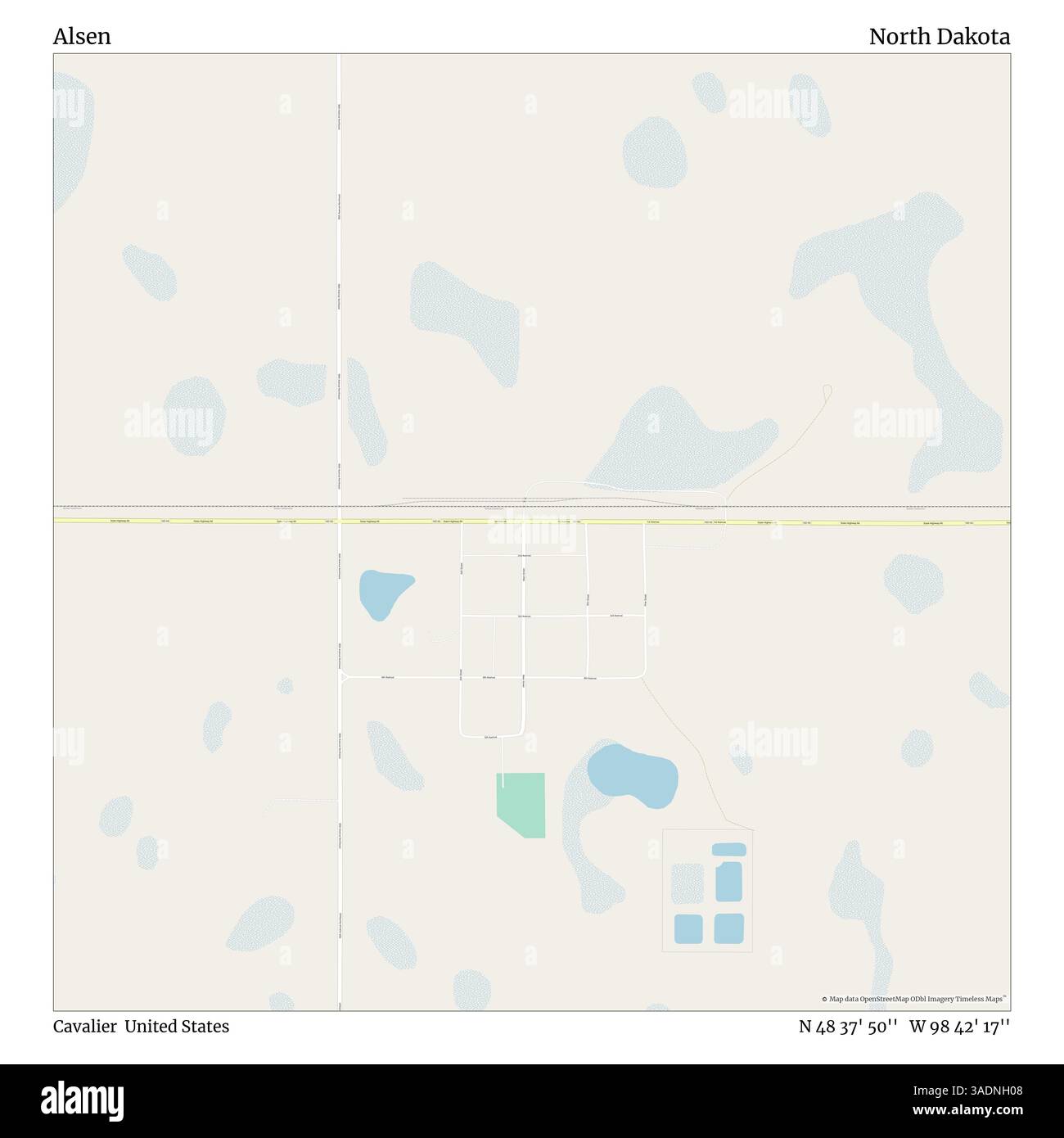 Alsen, Cavalier, Vereinigte Staaten, North Dakota, N 48 37' 50'', W 98 ...