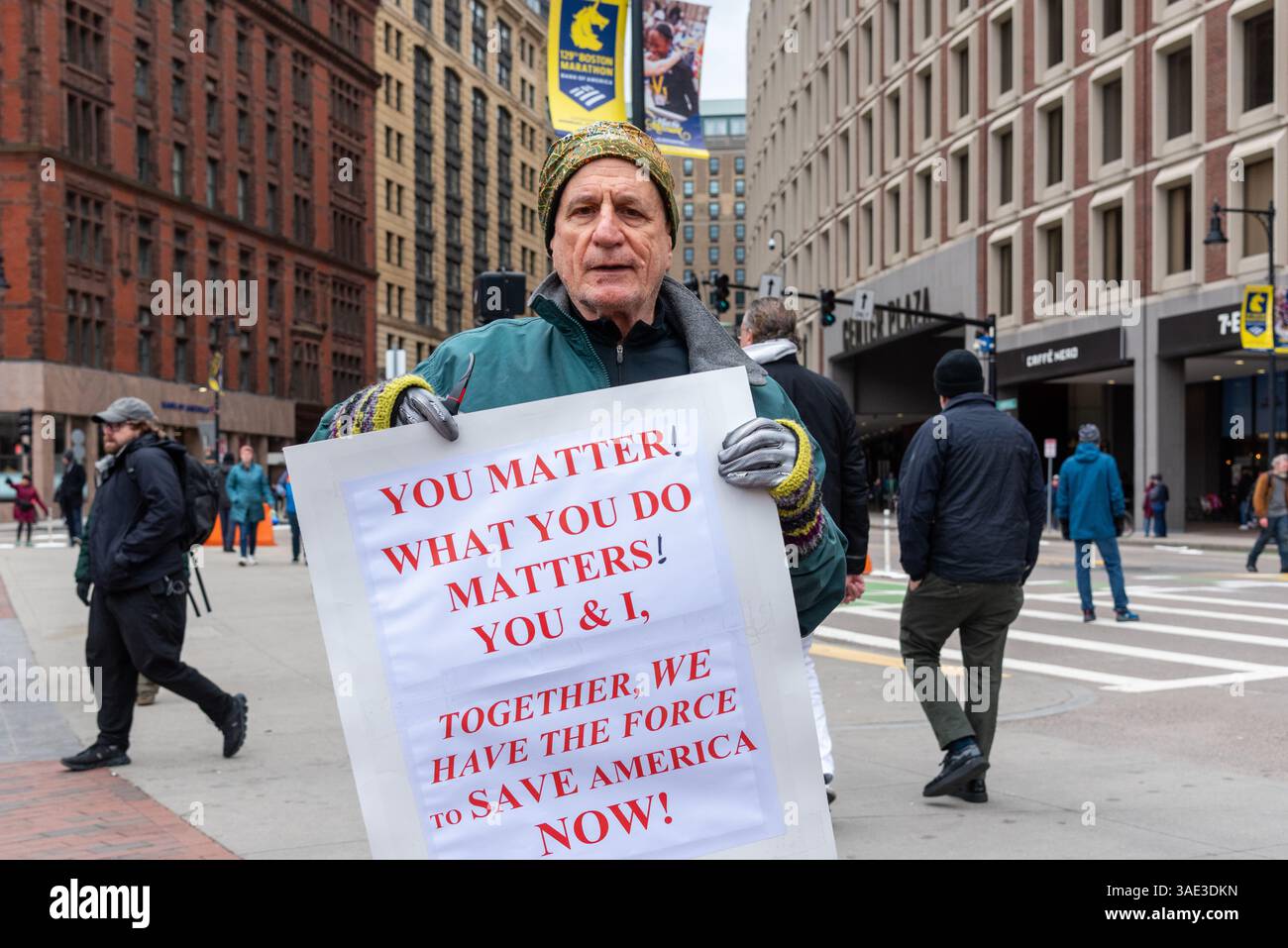 Hände Weg! Eine Demonstration auf dem Boston City Hall Plaza ...
