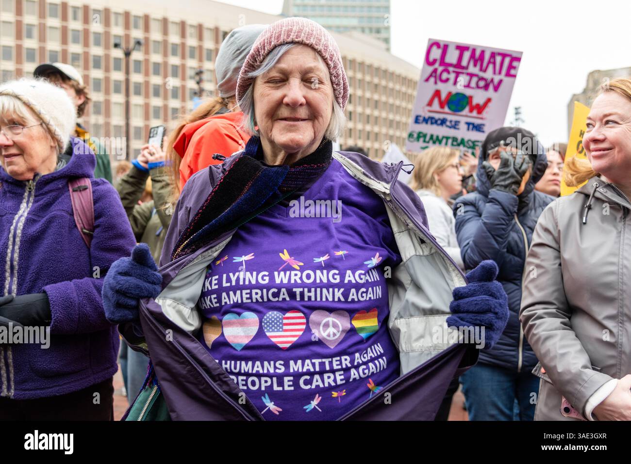 Hände Weg! Eine Demonstration auf dem Boston City Hall Plaza ...