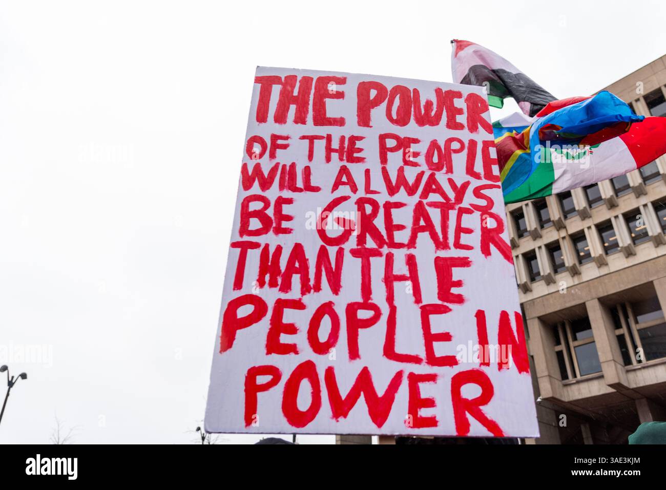 Hände Weg! Eine Demonstration auf dem Boston City Hall Plaza ...