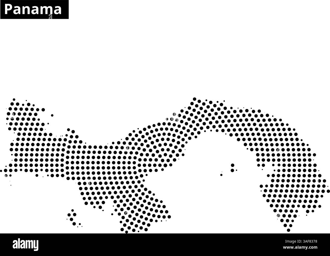 Diese Grafik zeigt eine gepunktete Darstellung der Karte Panamas und ...