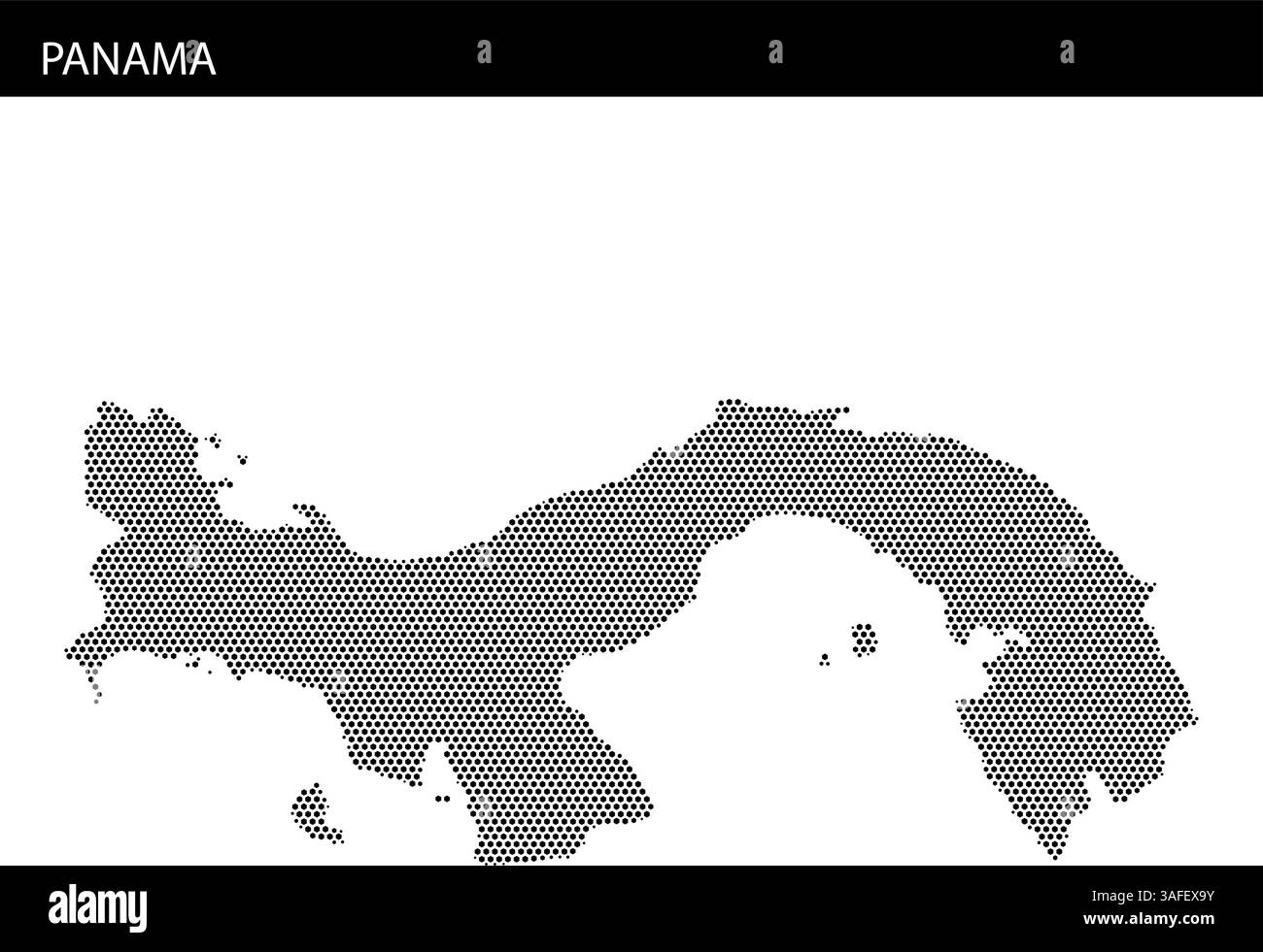 Diese Grafik zeigt eine gepunktete Darstellung der Karte Panamas und ...