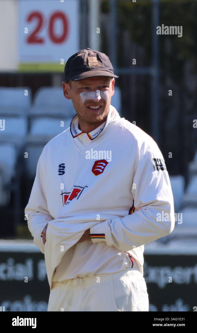 Chelmsford, Großbritannien. April 2025. CHELMSFORD, ENGLAND - Tom Westley von Essex während des ...