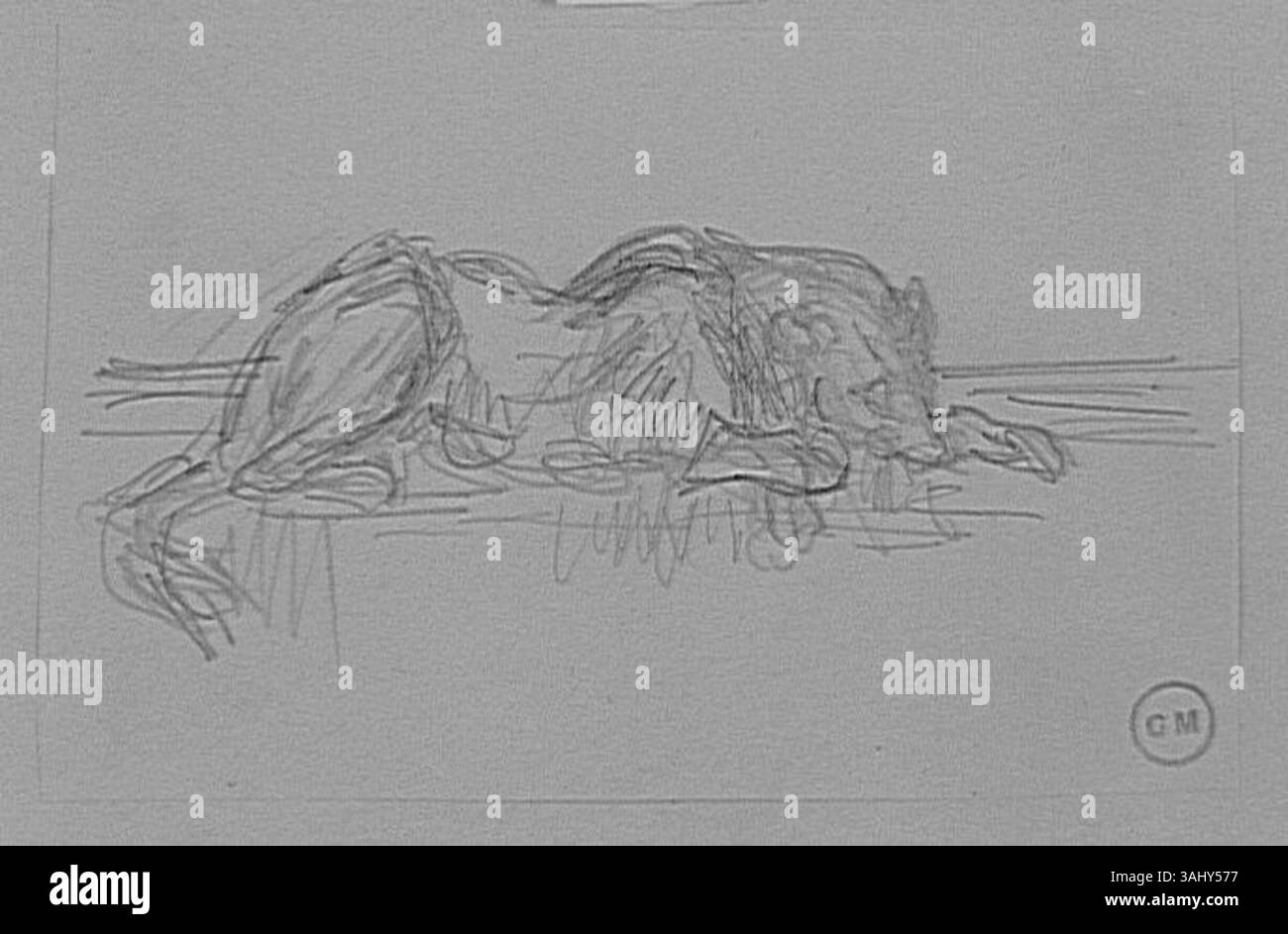 „Etude de Lion couché“ von Gustave Moreau zeigt einen liegenden Löwen ...