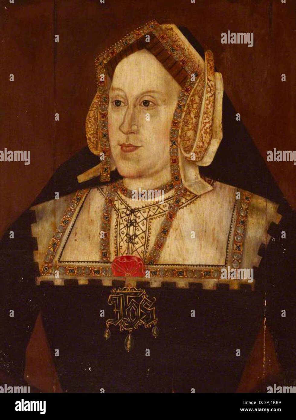 Dieses Gemälde der British School zeigt Katharina von Aragon, Königin ...
