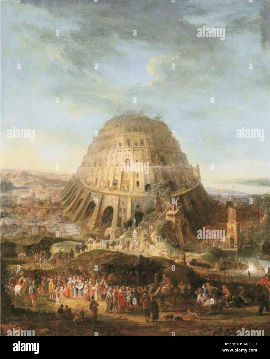 Das Gemälde „der Turm von Babel“ von Mathys Schoevaerdts, das zwischen 1682 und 1702 entstand ...