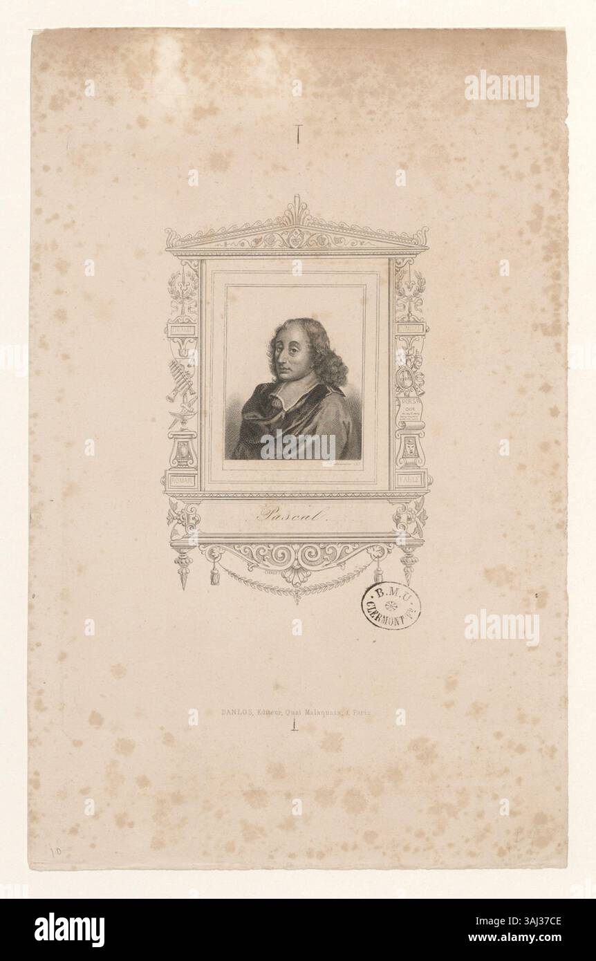 Dieser Tiefdruck von Pierre Francois Bertonnier stellt Blaise Pascal ...