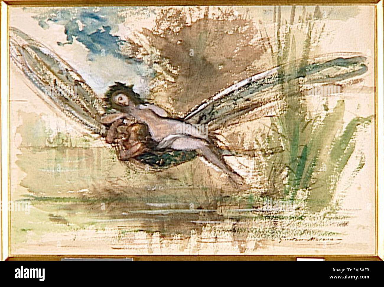 „Libellule“ von Gustave Moreau zeigt eine Fantasy-Szene mit einer Frau ...