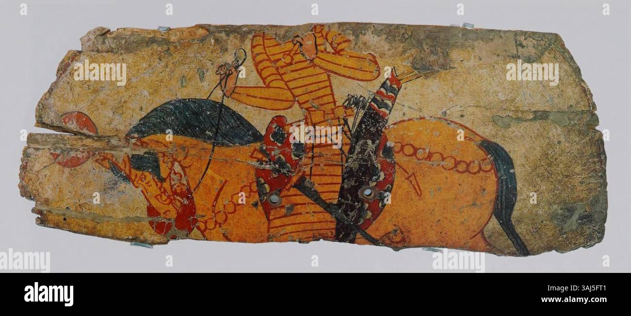 Dieses malerische Pergament aus Sogdia aus dem frühen 8. Jahrhundert ...