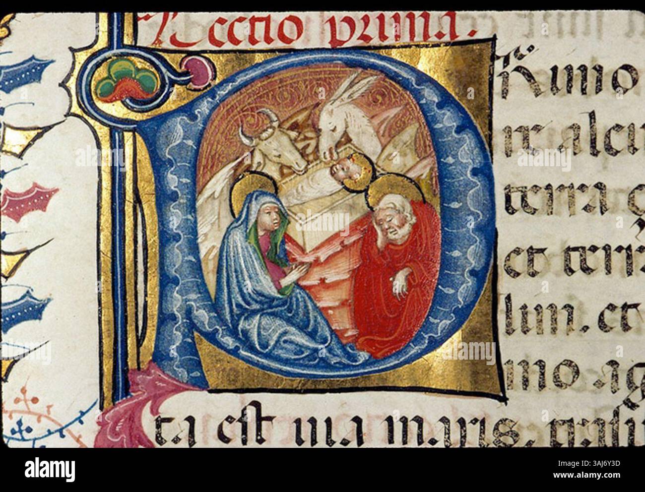 Ein Detail aus der Bréviaire de Marie de Savoie, die die Krippe zeigt, die um 1430 vom Meister ...