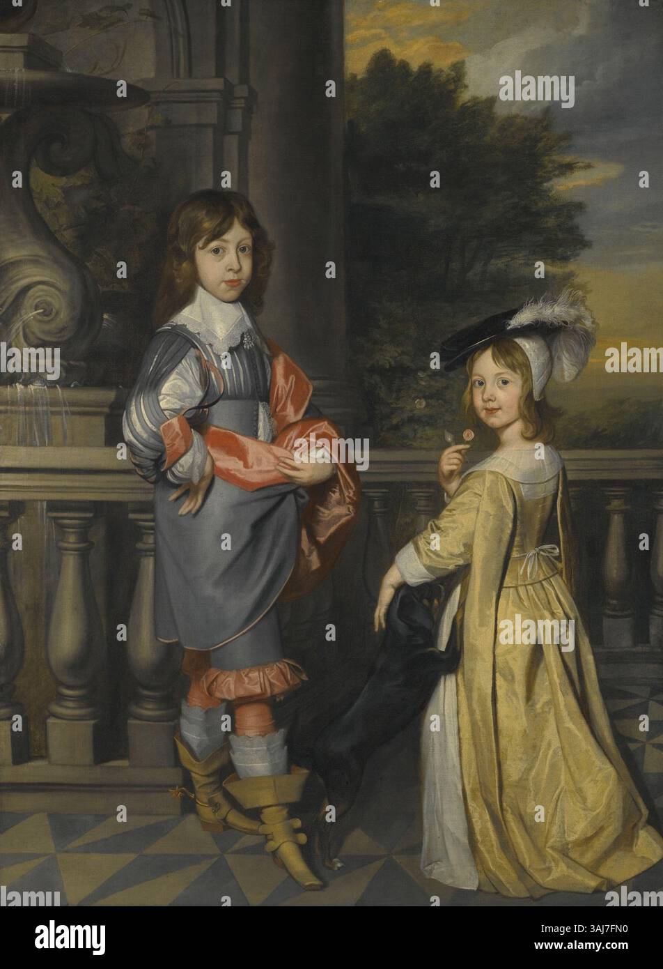 Dieses Doppelporträt, das dem Kreis von Anthony van Dyck zugeschrieben wird, stellt zwei Kinder ...