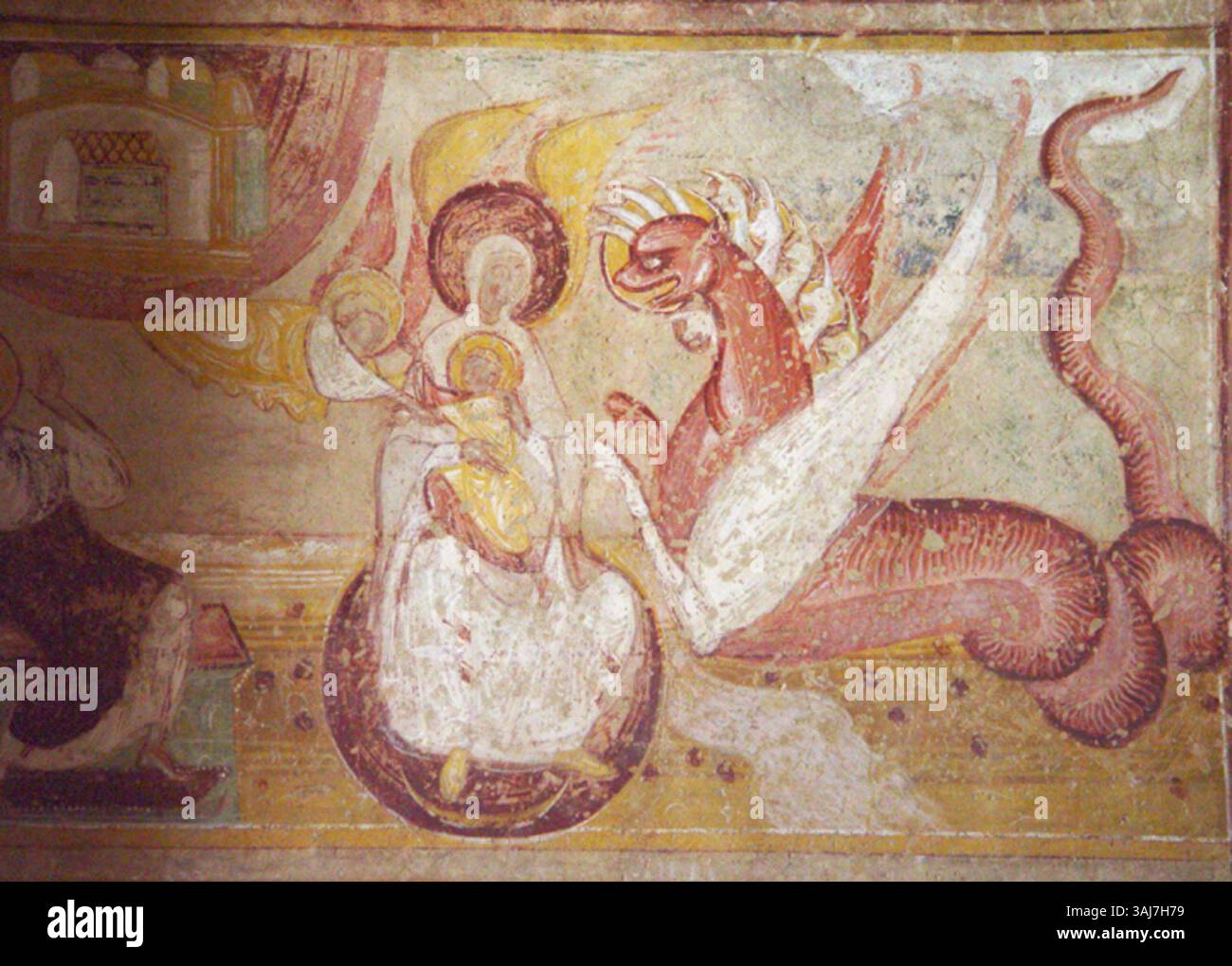 Dieses Fresko aus den Jahren 1040 bis 1090 zeigt den Tempel Gottes mit ...