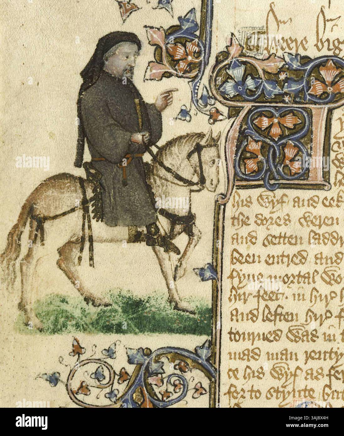 Dieses abgeschnittene Bild aus dem Ellesmere Chaucer-Manuskript (mssEL ...