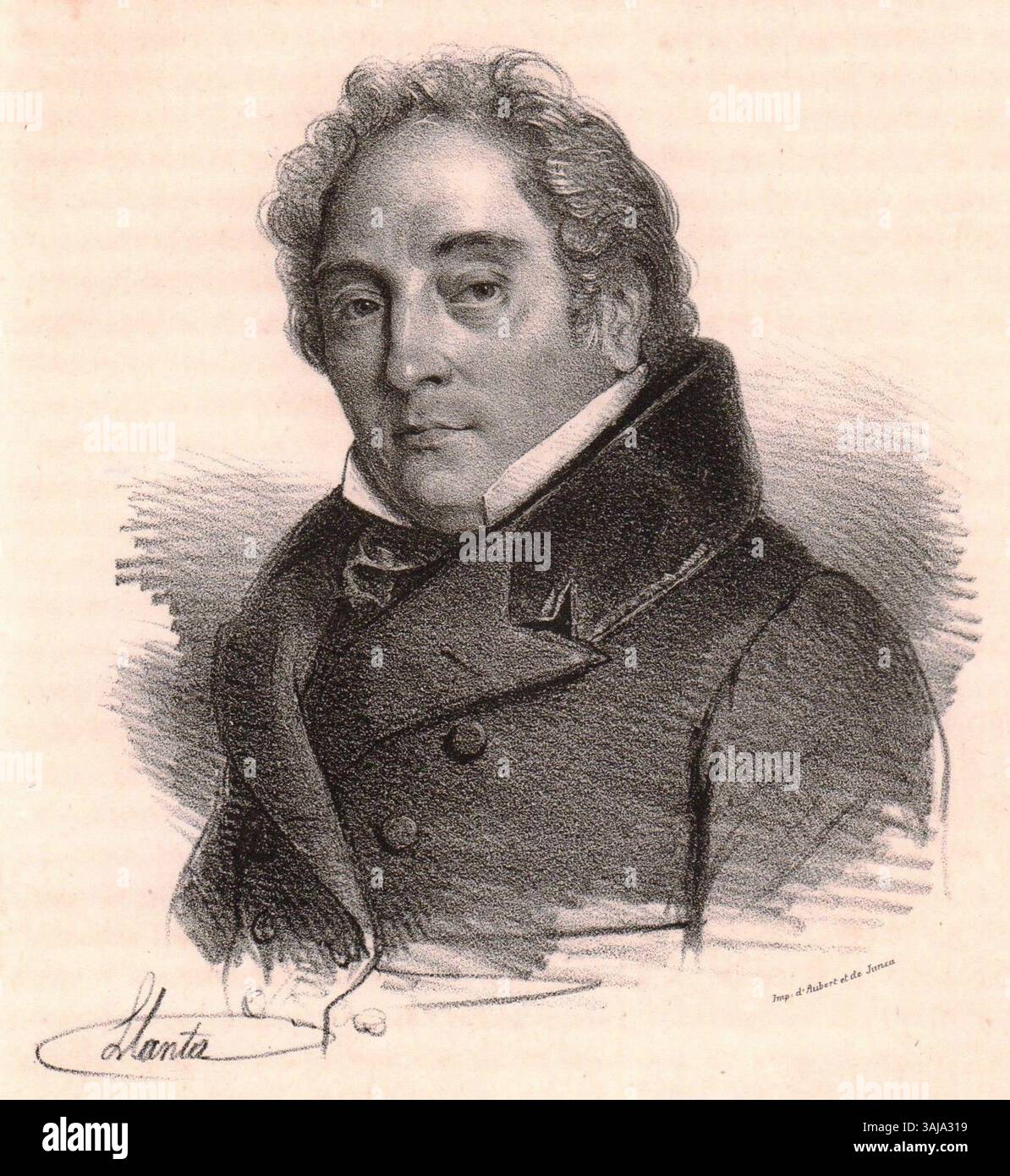 Diese Lithografie von Jacques Francois Llanta aus dem Jahr 1837 stellt ...