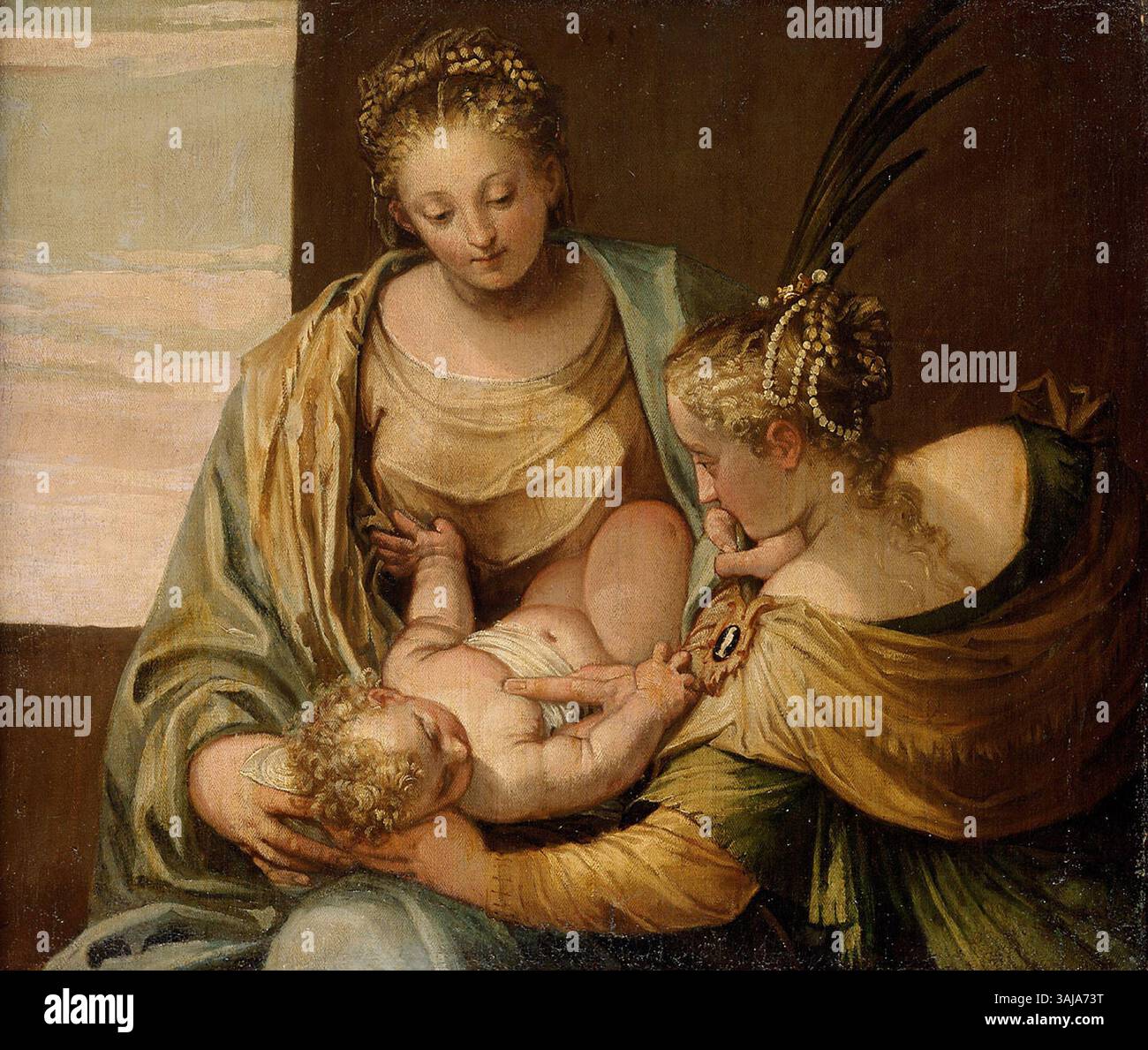 Ein religiöses Gemälde mit dem Titel „mystische Heirat der Heiligen Katharina“, entstanden ...