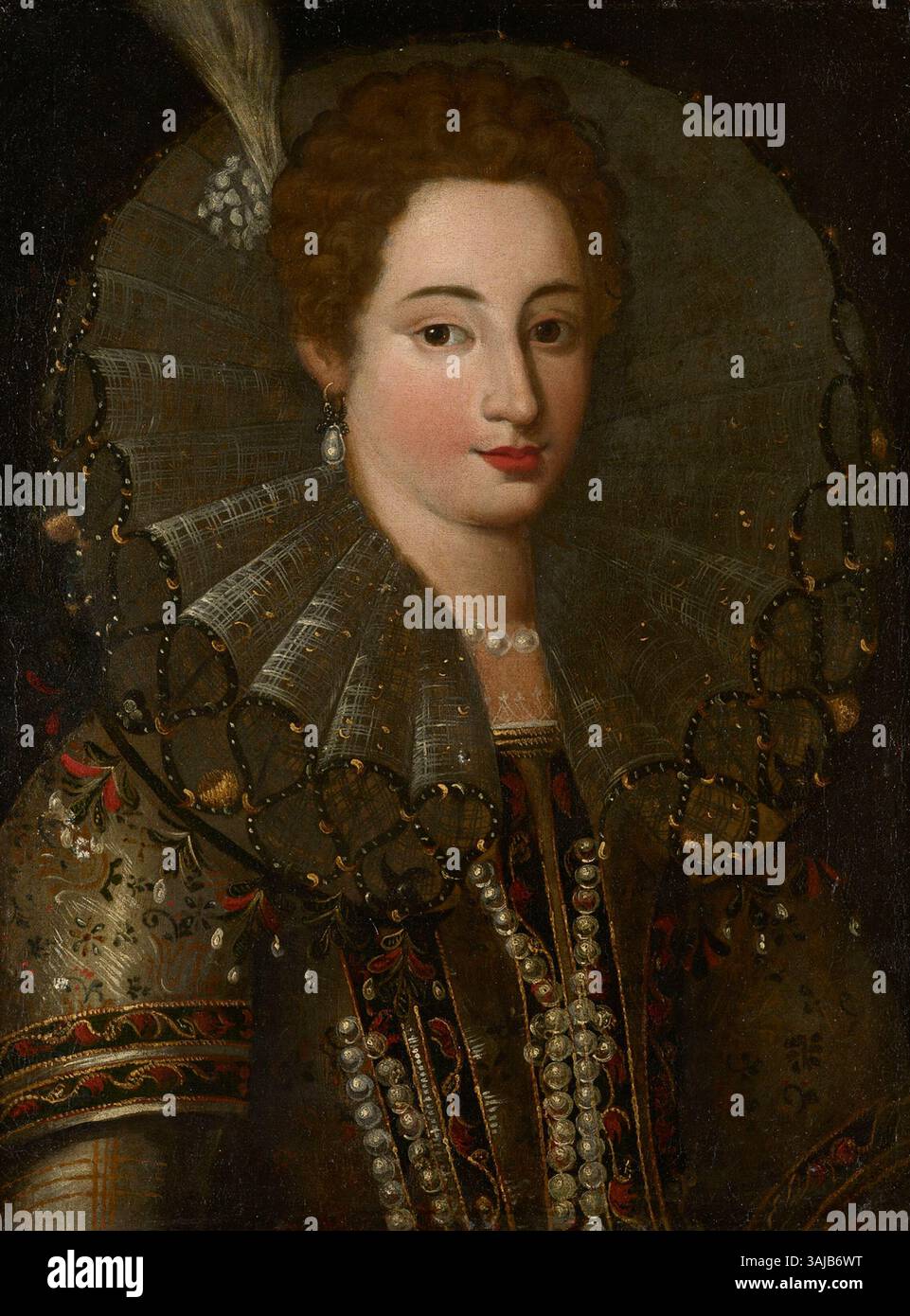 Dieses Porträt aus dem 16. Jahrhundert, das der Italienischen Schule zugeschrieben wird, zeigt ...