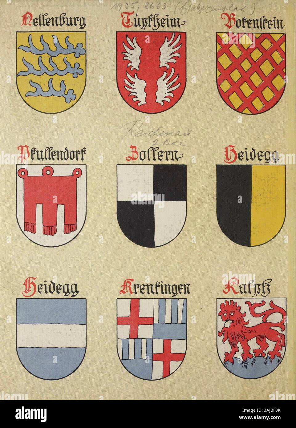 Lorenz Max Rheudes „Wappen Reichenau“ zeigt ein heraldisches Design ...
