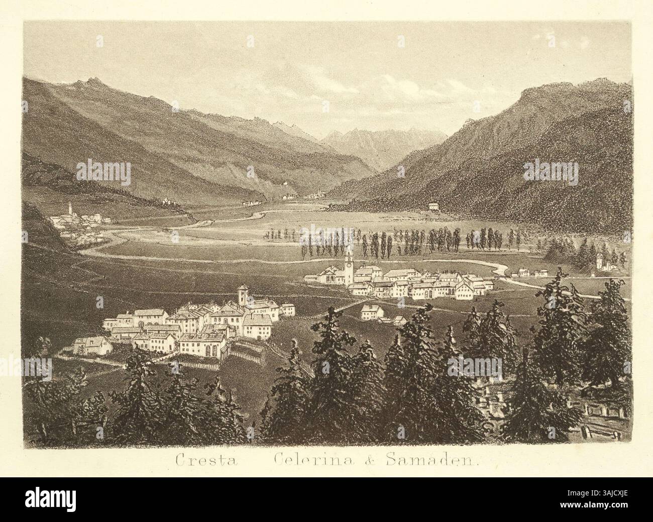 Eine Ätzung von Johann Heinrich Müller mit dem Titel „Celerina“, 6,6 x ...