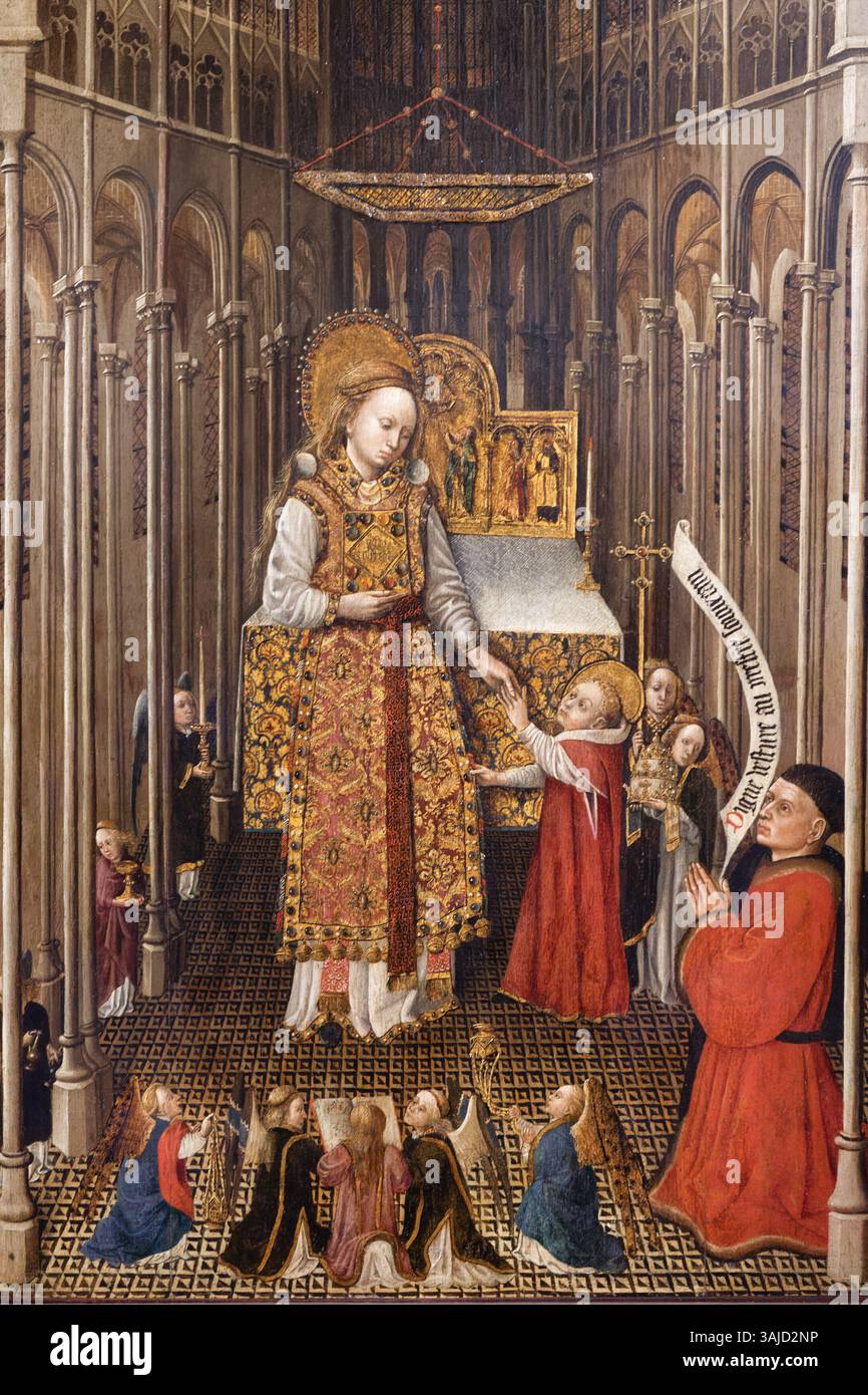 Dieses Ölgemälde aus dem Jahr 1437, bekannt als „Priestertum Mariens ...