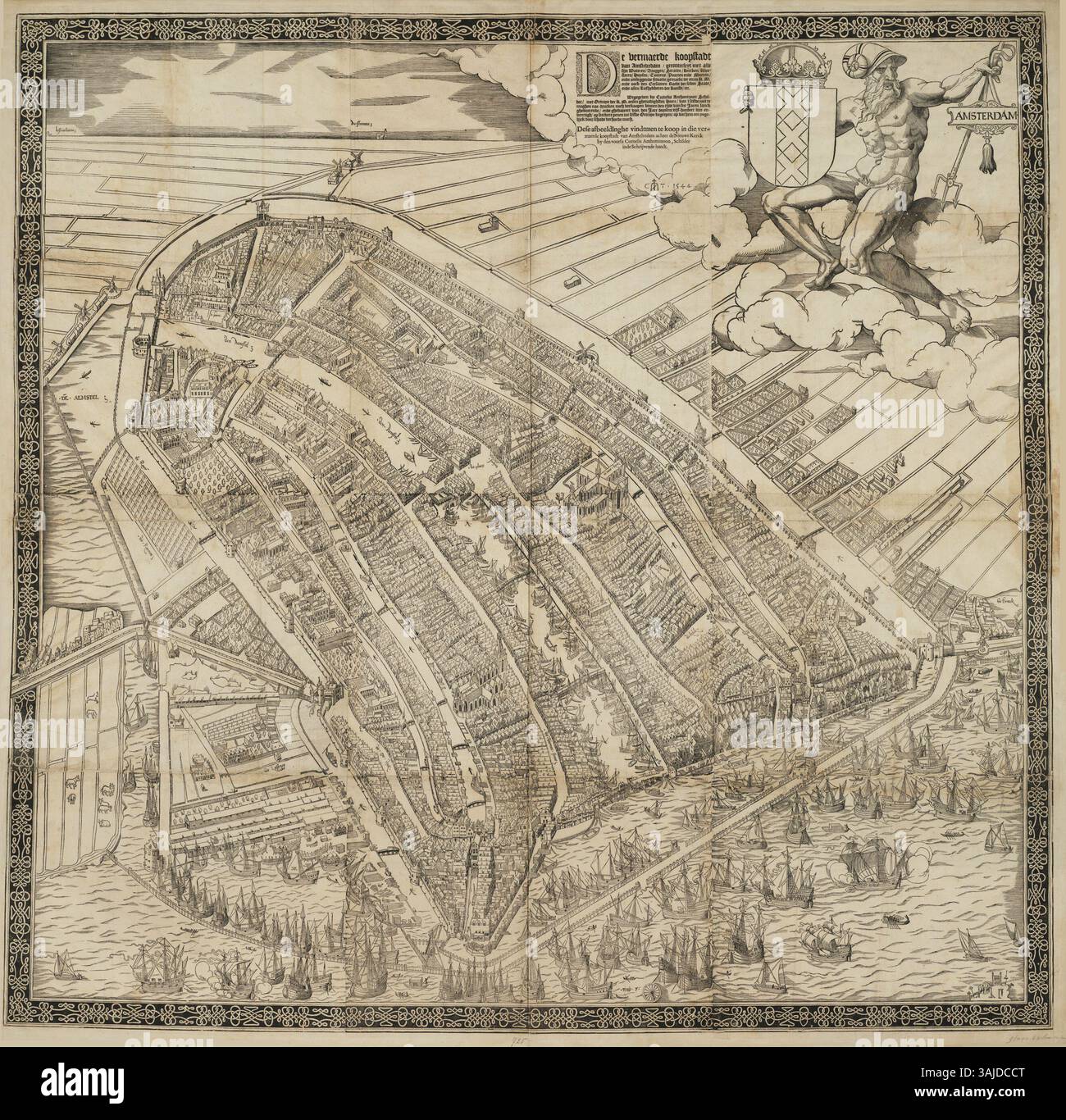 Die 1544 von Cornelis Anthonisz erstellte Stadtkarte von Amsterdam ...