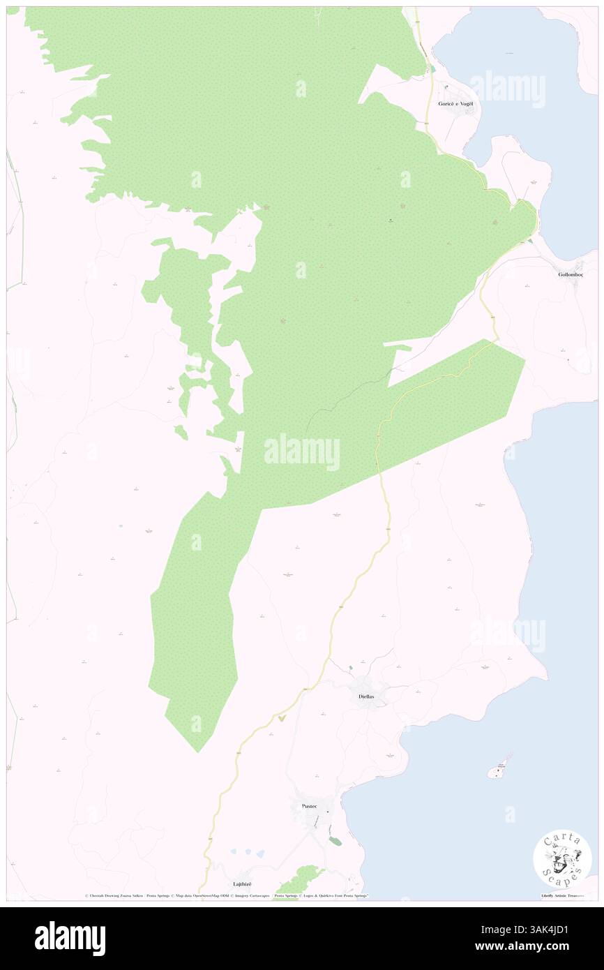 Komuna e Liqenasit, Bashkia Pustec, AL, Albanien, Kreis Korçë, n 40 49 ...