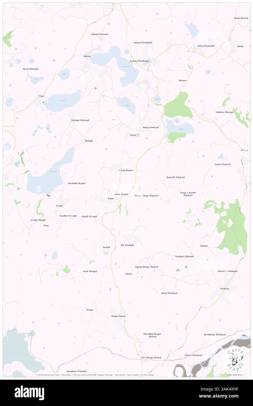 Komuna e Kajanit, Bashkia Belsh, AL, Albanien, Elbasan County, n 40 55 ...
