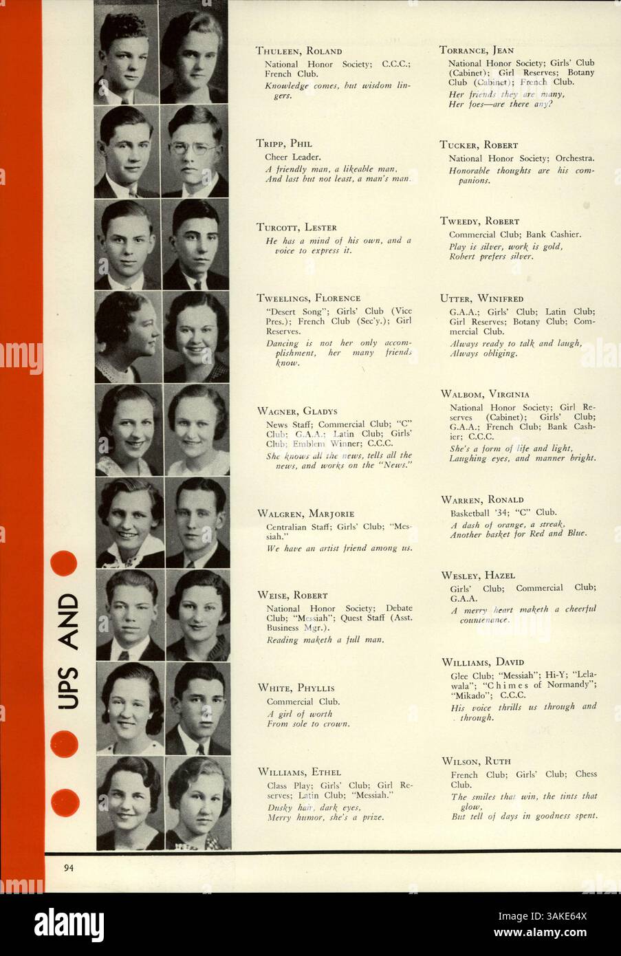 Das Central High Yearbook 1934 mit dem Titel Centralian zeigt die Leistungen, außerschulischen ...