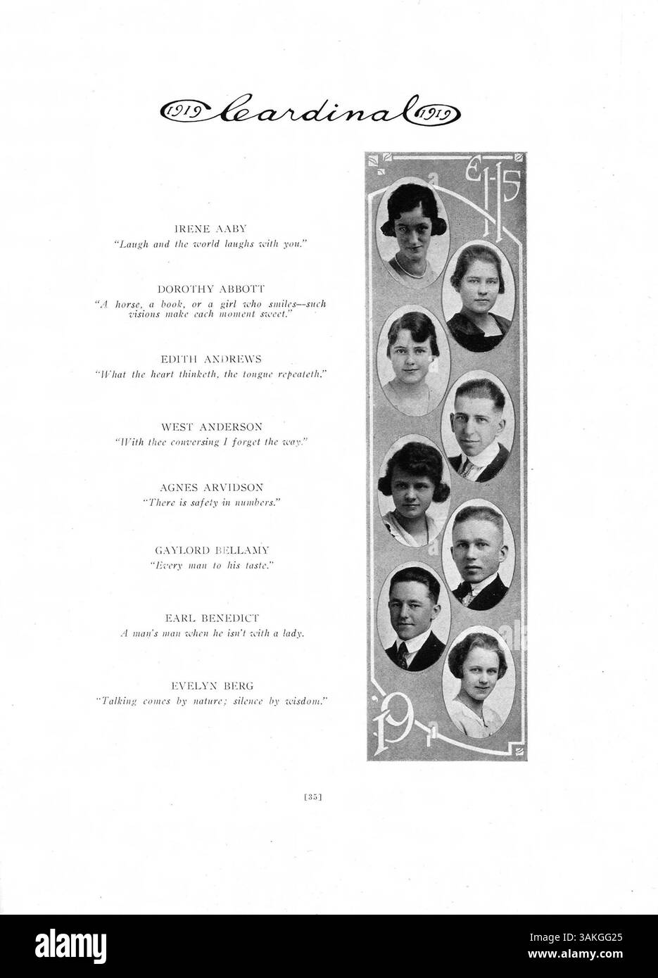 Das Jahrbuch „The Cardinal“ 1919 von der East High School bietet einen ...