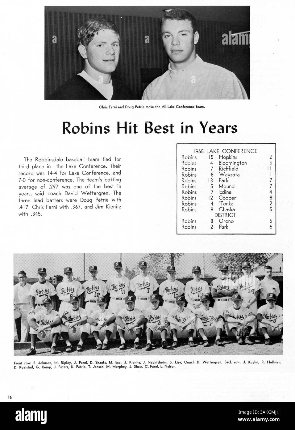 Das Robbinsdale High School Yearbook 1965 mit dem Titel The Robin '65 ...