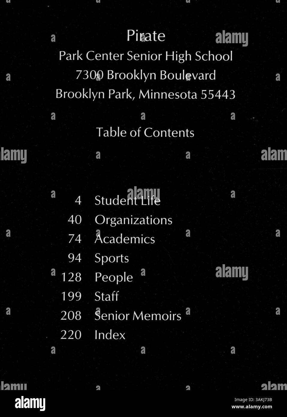 Die Ausgabe 1986 des Jahrbuchs „Nineteen Eighty Six Pirate“ von Park Center High dokumentiert ...