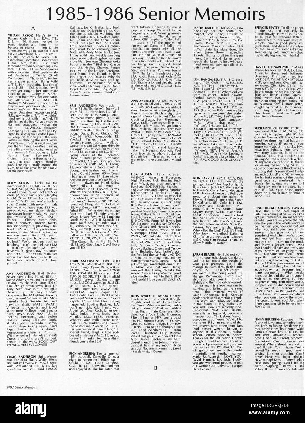 Das Jahrbuch „Nineteen Eighty Six Pirate“ 1986 von der Park Center High dokumentiert das ...