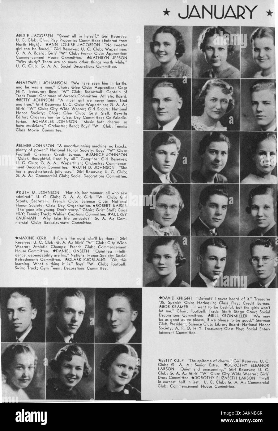 Die 1936 erschienene Ausgabe des Wahian Jahrbuchs der Washburn High School bewahrt die ...