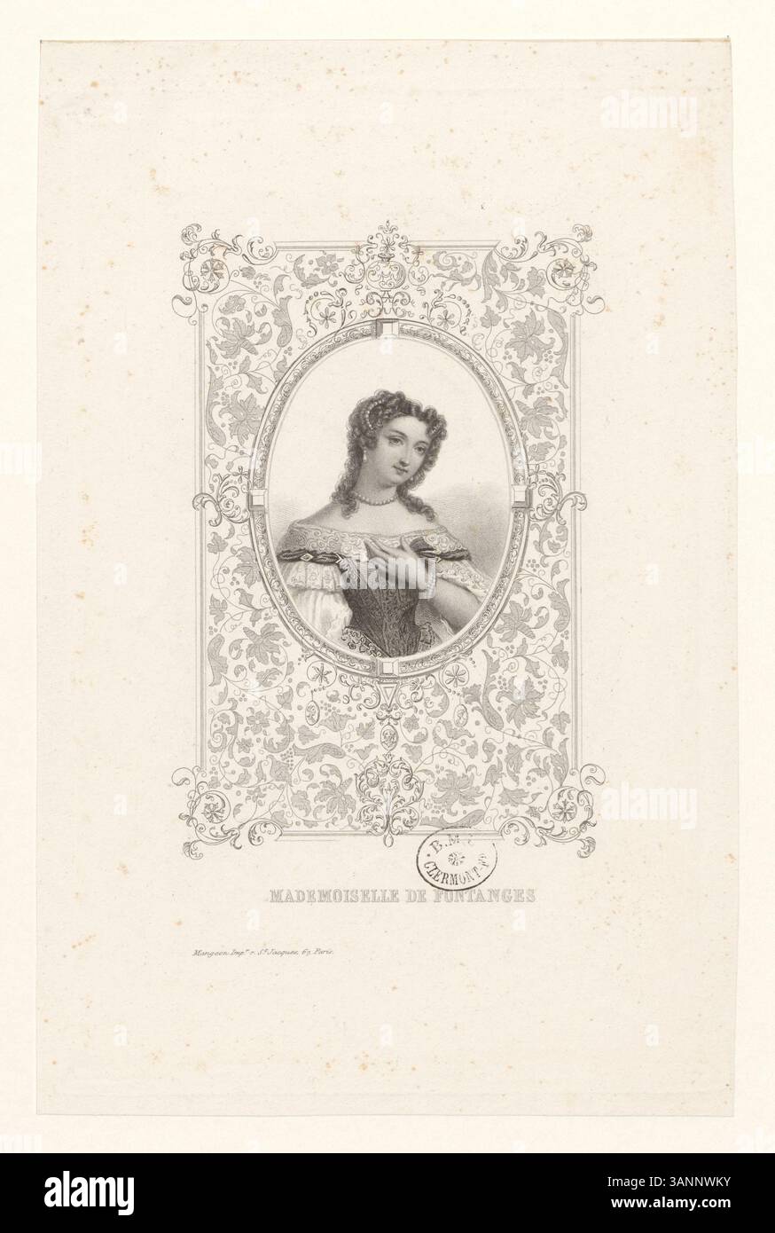 Tiefdruck von Mademoiselle de Fontanges, Marie Angélique de Scorailles ...