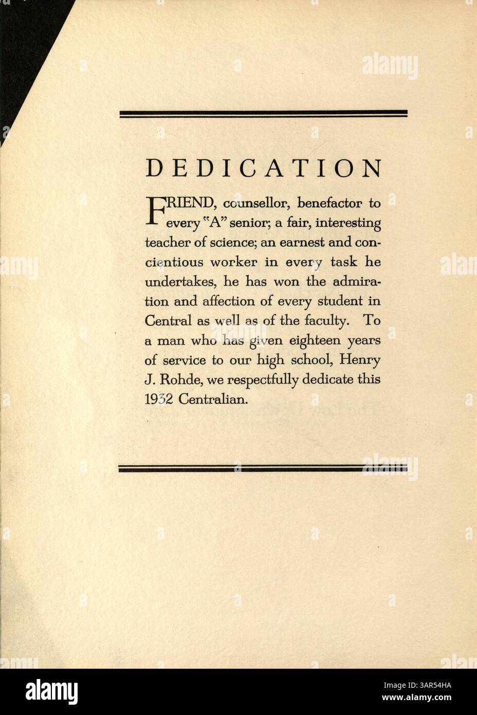Das Jahrbuch „Centralian“ für 1932 erfasst die Erfahrungen der Schüler ...
