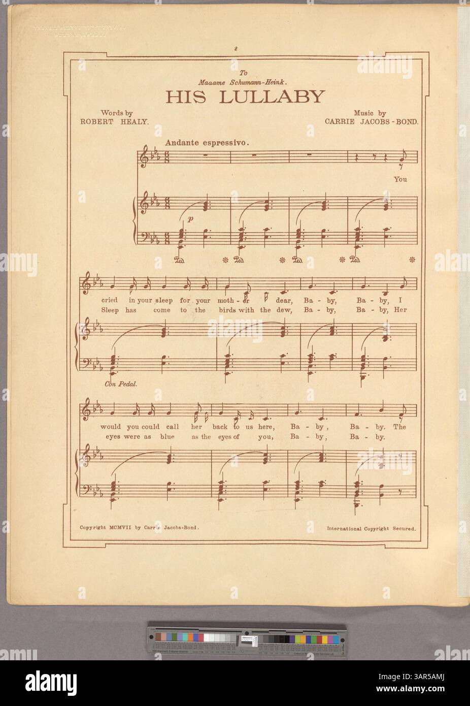 Dieses Notenblatt, Two Songs for contralto, wurde von Madame Schumann ...