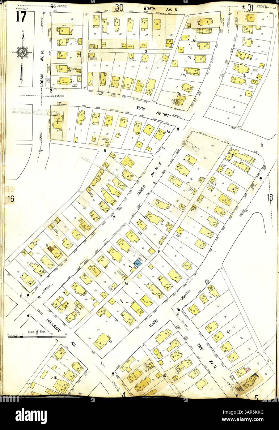 Sanborn Insurance Maps, die auf einer Skala von 50 Fuß bis 1 Zoll ...