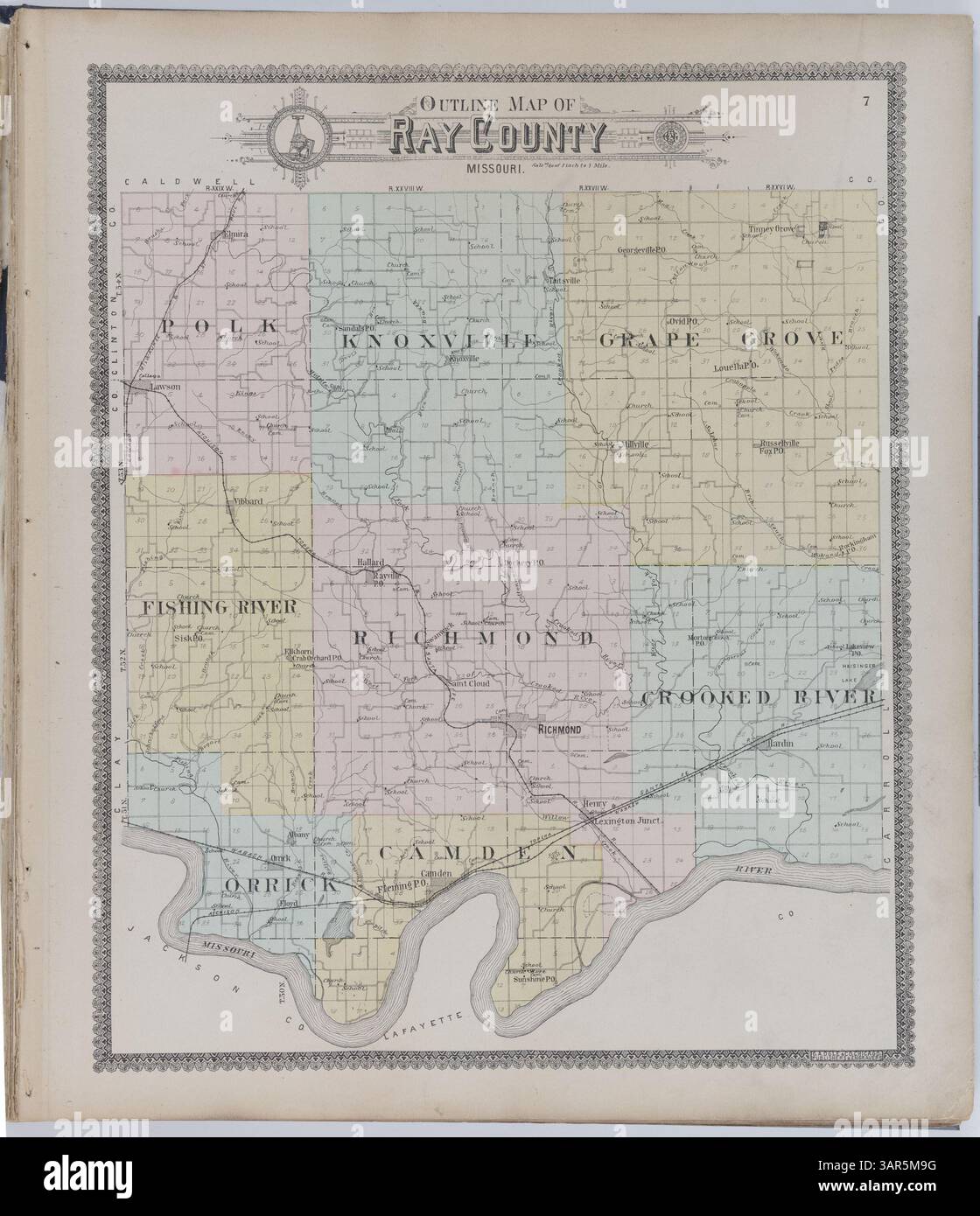 Seite 7 des Standardatlas des Ray County, Missouri, mit einer ...