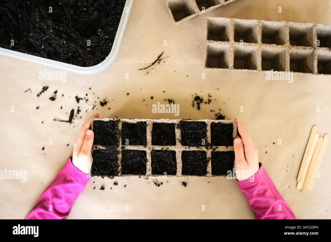 Kinder garten säen -Fotos und -Bildmaterial in hoher Auflösung – Alamy