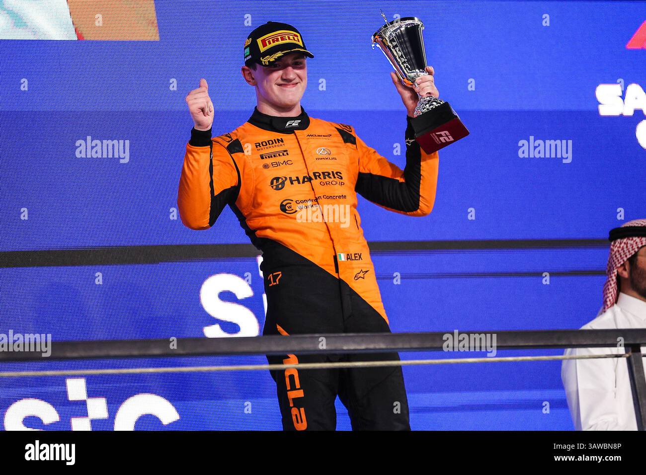 Podium DUNNE Alex (irl), Rodin Motorsport, Dallara F2 2024, Porträt ...