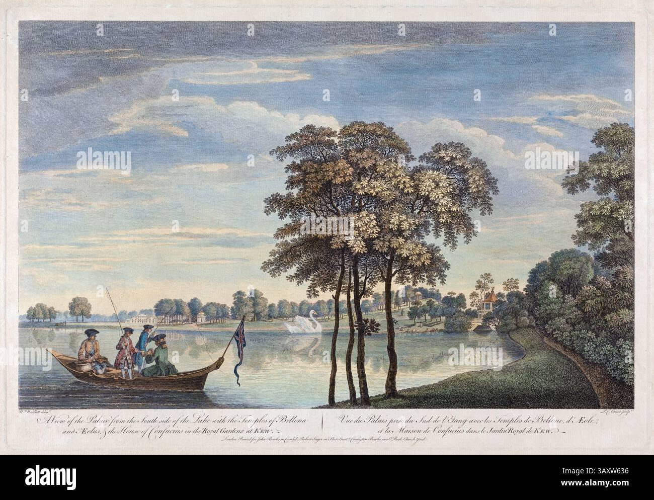 Ein Blick auf den See bei Royal Gardens at Kew London, 1764 ...
