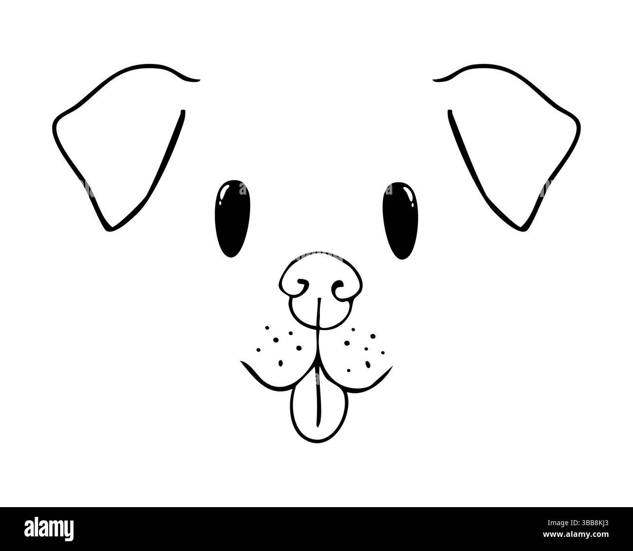 Niedliches Tiergesicht, Hundewelpen-Haustier-Comic-Doodle mit ...