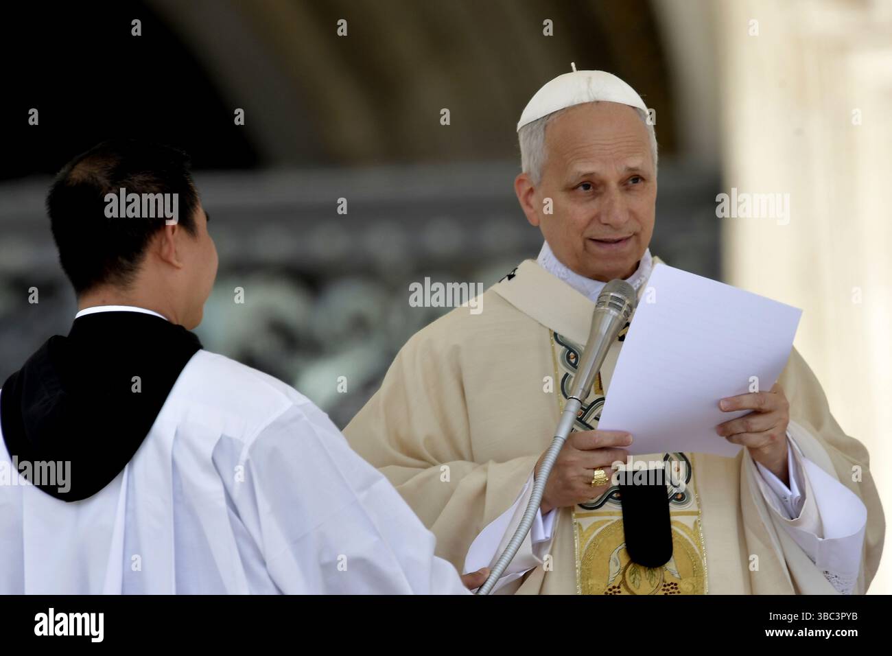 Pope Leo XIV during the Mass for the inauguration of his Pontificate, in St. Peter's Square, May ...