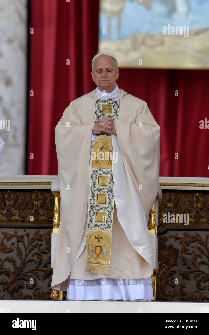 Pope Leo XIV during the Mass for the inauguration of his Pontificate, in St. Peter's Square, May ...