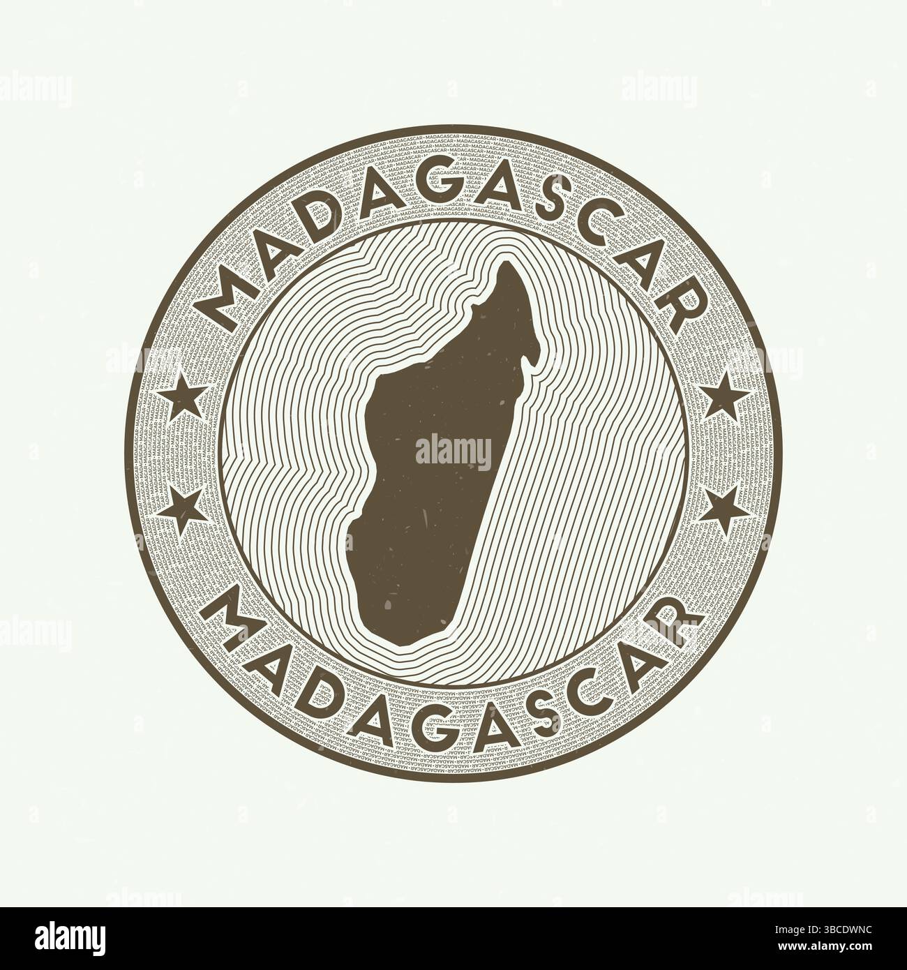Madagaskar Rundabzeichen Vektor. Country Round Stempel mit Form von ...