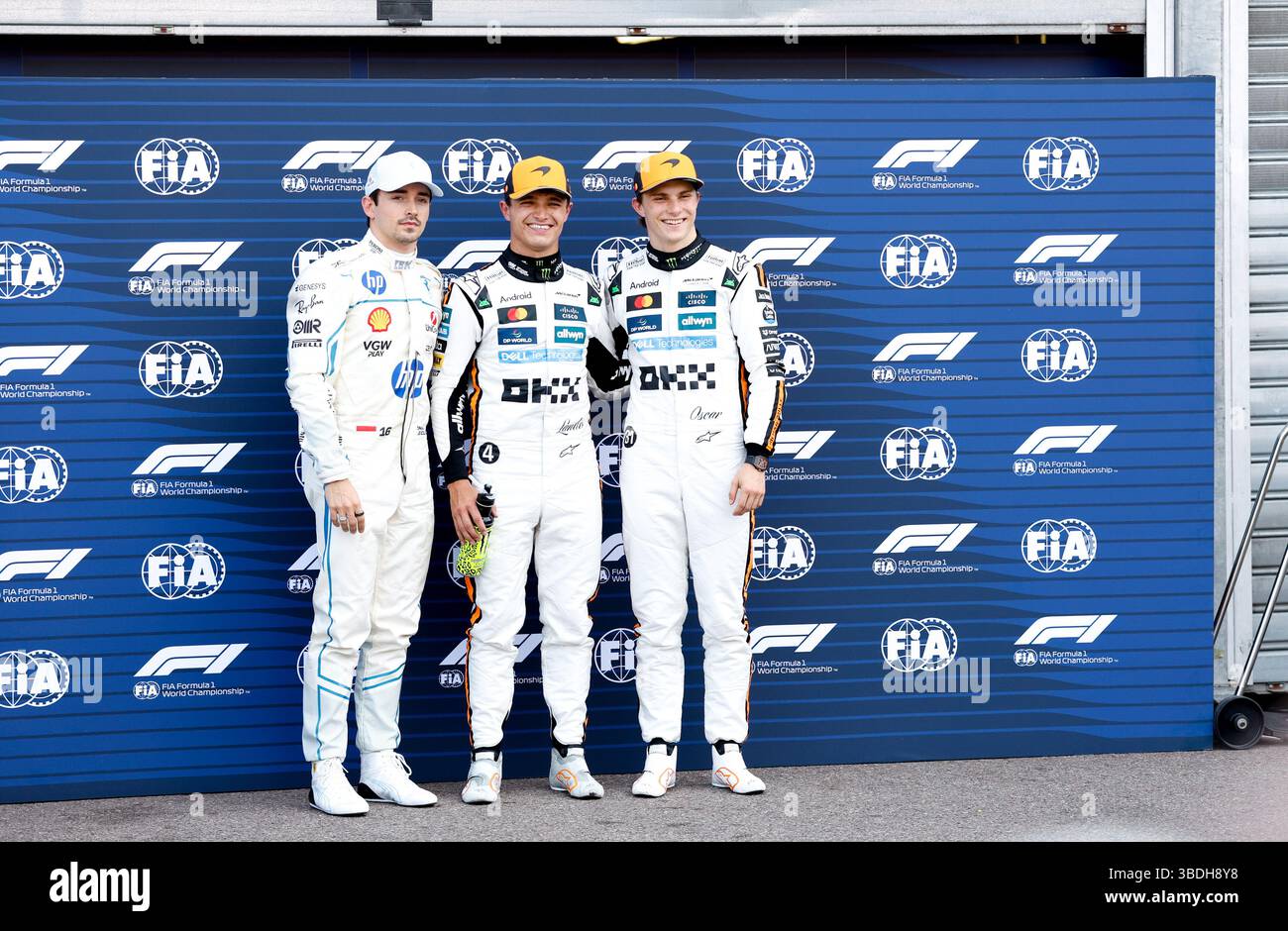 Monte-Carlo, Monaco. Mai 2025. #16 Charles Leclerc (MCO, Scuderia Ferrari HP), #4 Lando Norris ...