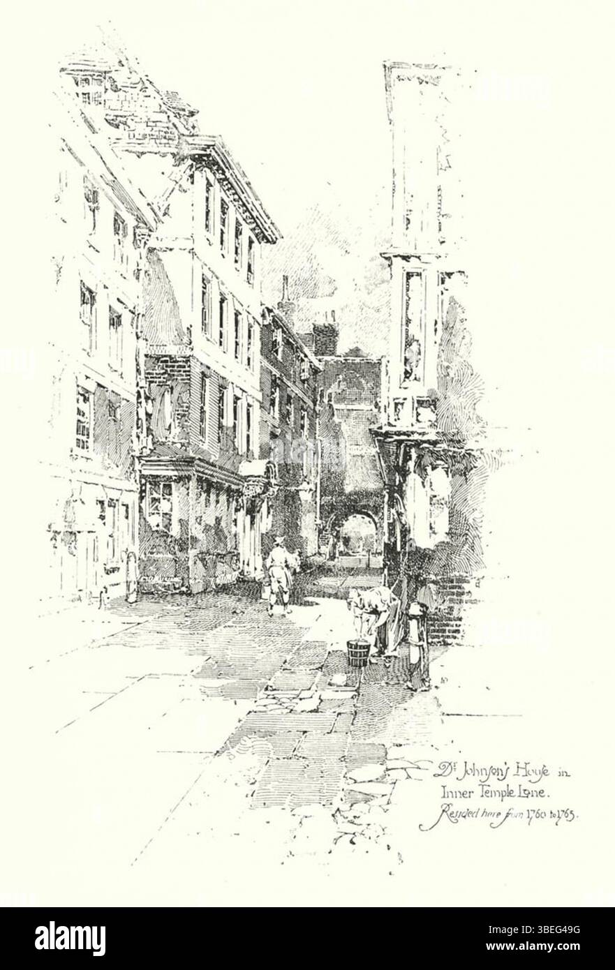 Herbert Railtons Illustration von Dr. Johnson’s House in der Inner ...