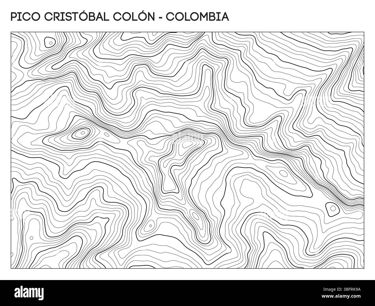 Die topographische Karte Pico Cristobal Colon zeigt die Höhe und Form ...