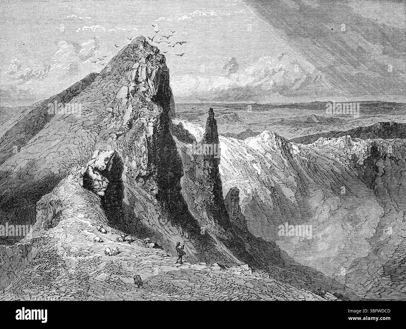 Der Gipfel des Puy de l'Aiguiller-Massivs und der Creux de l'Enfer ...